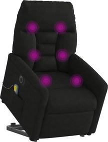 Elektrické zvedací masážní polohovací křeslo černé mikrovlákno 3303111