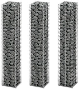Sada gabionů 3 ks pozinkovaný drát 25 x 25 x 150 cm 141046