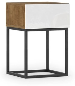 Noční stolek Avorio - dub artisan / bílý lesk