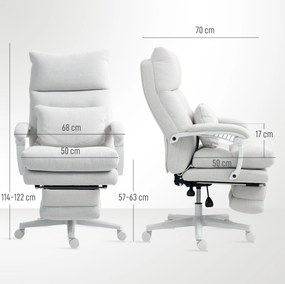 HOMCOM Ergonomická kancelářská židle s bederní oporou, vysokým opěrákem, podnožkou, výškově nastavitelná otočná židle s vzhledem lnu, polstrovaná poč…
