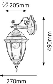 Rabalux 8381 - Venkovní nástěnné svítidlo TORONTO 1xE27/100W/230V IP44