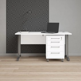 Kancelářský stůl Modulo 150 x 80 cm + kontejner, bílá / šedá