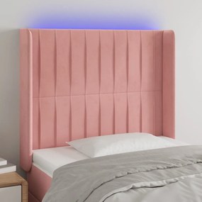 Čelo postele s LED růžové 83 x 16 x 118/128 cm samet 3124321