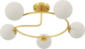 HOMCOM stropní svítidlo 20W, stropní lampa s 5 objímkami G9, elegantní zlatobílé provedení, žárovky nejsou součástí