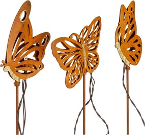 Weltbild LED zahradní zápichy Zlatí motýli, sada 3 ks
