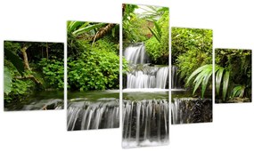 Obraz - Vodopád v deštném lese (125x70 cm)