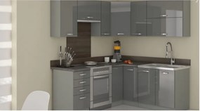 Nábytek Elegance Kuchyňská linka GRÉTA 120/180cm = Dolní skříňky: 80cm dřezová, 40cm zásuvková, Horní skříňky: 80cm plná, 40cm, 60cm digestořová.