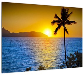 Skleněný obraz - Západ slunce nad mořem (70x50 cm)