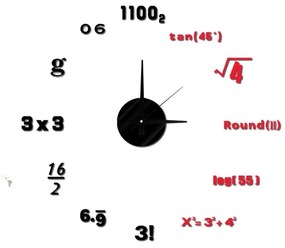 Nástěnné nalepovací hodiny Mauro Ferretti Math, ⌀ 50 cm