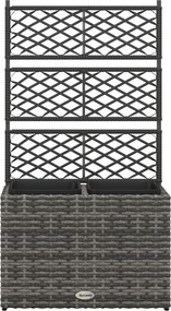 Outsunny Zahradní Truhlík s Trellis pro Popínavé Rostliny, Vyvýšený Truhlík se 2 Vnitřními Květináči, Ocelový Rám a PE Ratan, 57x30x107cm, Šedá