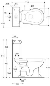 Kerasan, RETRO WC kombi, zadní odpad, bílá-chrom, WCSET02-RETRO-ZO