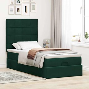 Osmanský rám postele s matracemi tmavě zelené 100x200cm samet 3314303