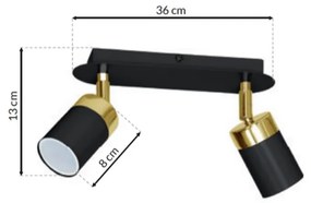 Bodové svítidlo Joker, 2x zlaté/černé kovové stínítko, b