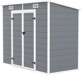 Zahradní domek Outsunny 2,54 m², voděodolný zahradní dům s podlahou a pultovou střechou, 238x125x183/165 cm, nářaďový domek s uzamykatelnými dveřmi, o