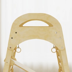 AIYAPLAY Vnitřní horolezecká konstrukce, 6v1 design, skluzavka, lezecké tyče, lezecká stěna, žebřík, lezecká síť, 3-6 let, dřevo