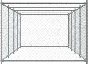 Klec pro psy s dvířky šedá 8 x 2 x 1,5 m pozinkovaná ocel 3209580