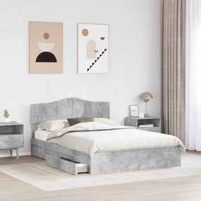 Postel s úložným prostorem s čelo Betonově šedá 150 x 200 cm 3413085