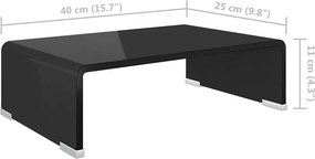 TV stolek / podstavec na monitor černé sklo 40x25x11 cm 244134
