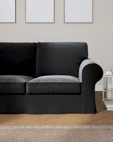 Potah na pohovku IKEA  Ektorp 2-místná, rozkládací, STARÝ MODEL barva černá látka lesklé, sametová