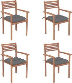 vidaXL Zahradní židle 4 ks podušky masivní teak [3062304] Barva: krémová