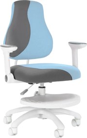 Dětská rostoucí židle Neoseat KINDER WHITE PLUS — látka, šedá / světle modrá