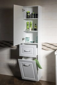 Aqualine, FAVOLO skříňka vysoká s košem 40x184x31 cm, bílá mat, FV180