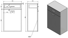 Aqualine, ZOJA/KERAMIA FRESH skříňka spodní s košem 50x78x29cm, bílá, 51310