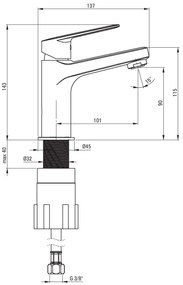 Deante Jasmin, nízká umyvadlová baterie, černá matná, BGJ_N20M