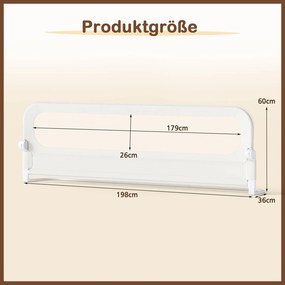 Costway Sada 2 zábran k dětské posteli 198/178 cm, bílá