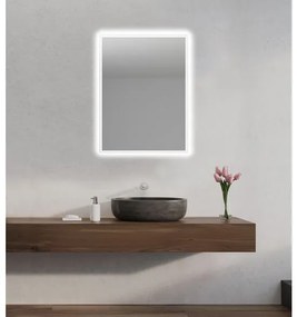 Amirro Moonlight Zrcadlo 60 x 80 cm s LED podsvíceným pískovaným okrajem, 410-999