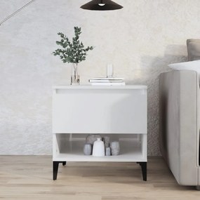 Odkládací stolek bílý vysoký lesk 50x46x50 cm kompozitní dřevo - Default Title