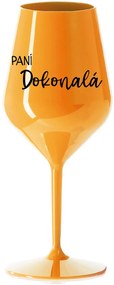 PANÍ DOKONALÁ - oranžová nerozbitná sklenice na víno 470 ml