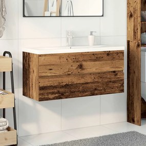 Umyvadlová skříňka s vestavěným umyvadlem a baterie staré dřevo 3328937