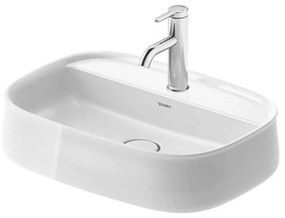 Duravit Zencha - Umyvadlo na desku 55x39 cm, bez přepadu, otvor pro baterii, DuraCeram, WonderGliss, bílá 23745500711