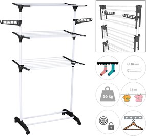 Vertikální sušák na prádlo s místem na ramínka, 160 cm, ALTO