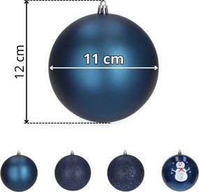 Vánoční baňky modré mix - 12 cm, sada 4ks CA1368