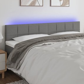 Čelo postele s LED tmavě šedé 160x5x78/88 cm textil 3121619