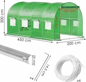Zahradní foliovník 4,5x2x2 m 9m2 SPRINGOS GT0004