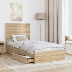 Postel s úložným prostorem se zásuvkou Sonoma dub 100 x 200 cm 3409582