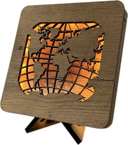 Li-Go "Mapa světa" lampa 19x19 cm provedení povrchu: dub