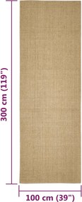 Sisalový koberec pro škrabací sloupek 100 x 300 cm 3203425