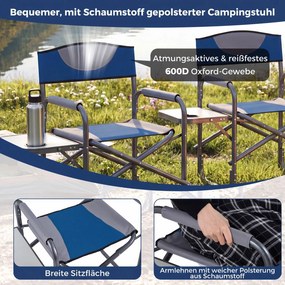 Costway Ředitelské křeslo Skládací kempingové křeslo s odkládacím stolkem