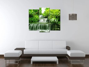 Gario Obraz s hodinami Vodopád v deštném pralese - 3 dílný Rozměry: 90 x 70 cm