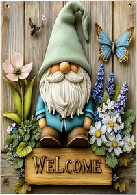 dekorace na zeď, dřevo, 20x13 cm, Boho styl s trpaslíkem, Dekorino DZ20260005