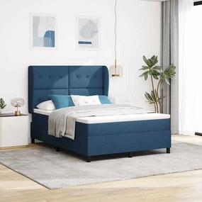 Postel s boxspringem s čelo Modrá 140 x 190 cm textil 3340563