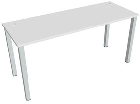 Stůl pracovní rovný 160 cm hl. 60 cm - Hobis Uni UE 1600 Dekor stolové desky: bílá, Barva nohou: Stříbrná