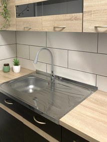 Slezák - RAV Dřezová baterie SÁZAVA - SAx06.x/13S, Šedá/chrom Připojovací hadičky - závit: 1/2", Typ ovládací páky: Ovládací páka č.: 0 - (SA006.5/13S)