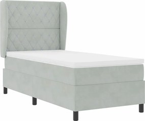 Postel s boxspringem s matrací Světle šedá 190 x 90 cm samet 3340850