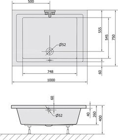 Polysan, DEEP hluboká sprchová vanička obdélník 100x75x26cm, bílá, 72879