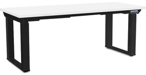 Výškově nastavitelný stůl OfficeTech Strong 180 x 80 cm, černá podnož, bílá
